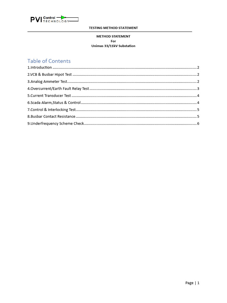 Method Statement Unimas | PDF | Scada | Electrical Substation