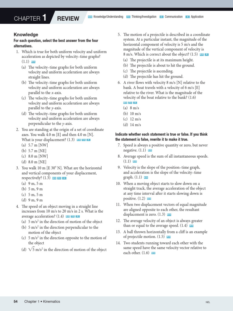 01 Review | PDF | Velocity | Acceleration