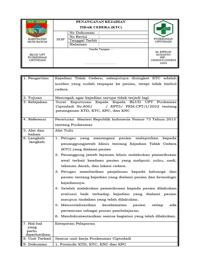 5.4.1.1 Sop KTC | PDF