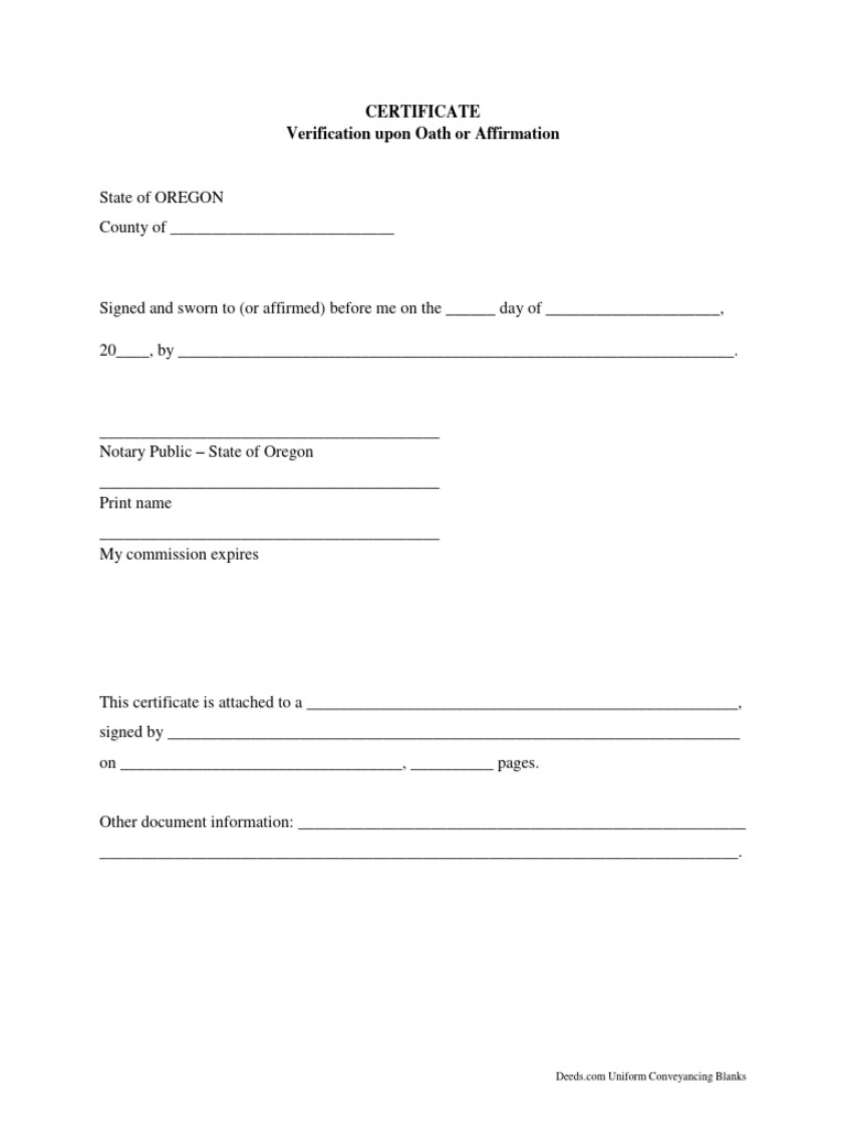 CERTIFICATE Verification Upon Oath or Affirmation | PDF CERTIFICATE Verification Upon Oath or Affirmation | PDF