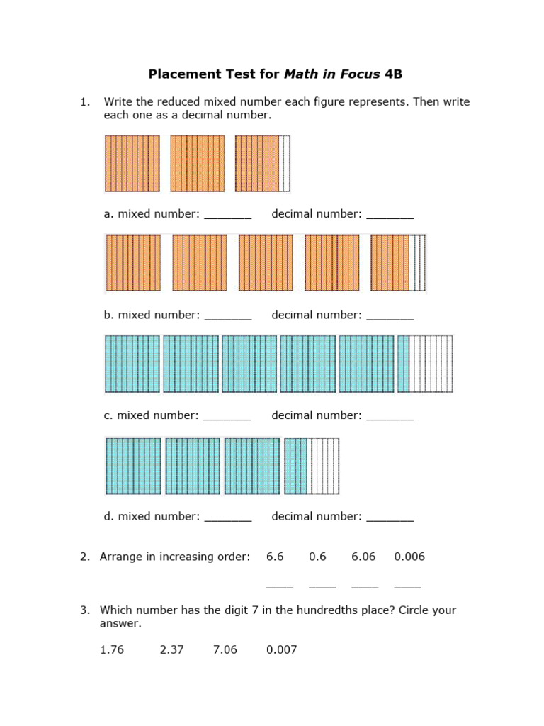 Math in Focus 4B Worksheet | PDF | Numbers | Decimal