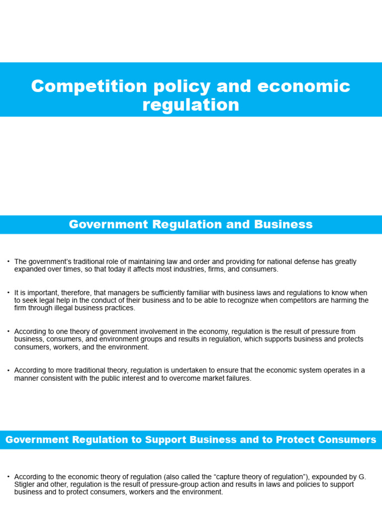 Lecture 21 - Competition Policy and Economic Regulation | PDF ...
