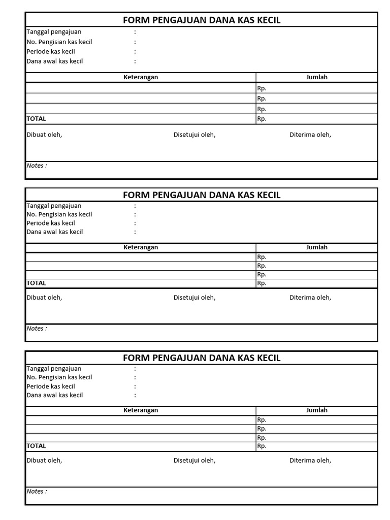 Form Pengajuan Dana Kas Kecil | PDF