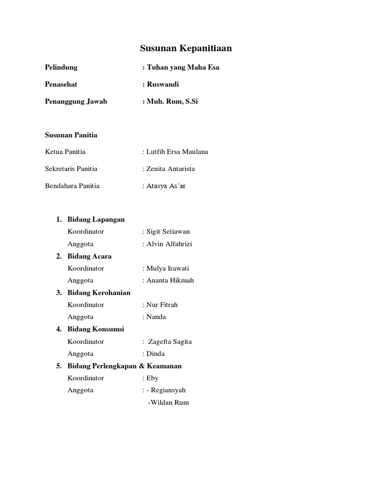 Susunan Kepanitiaan | PDF