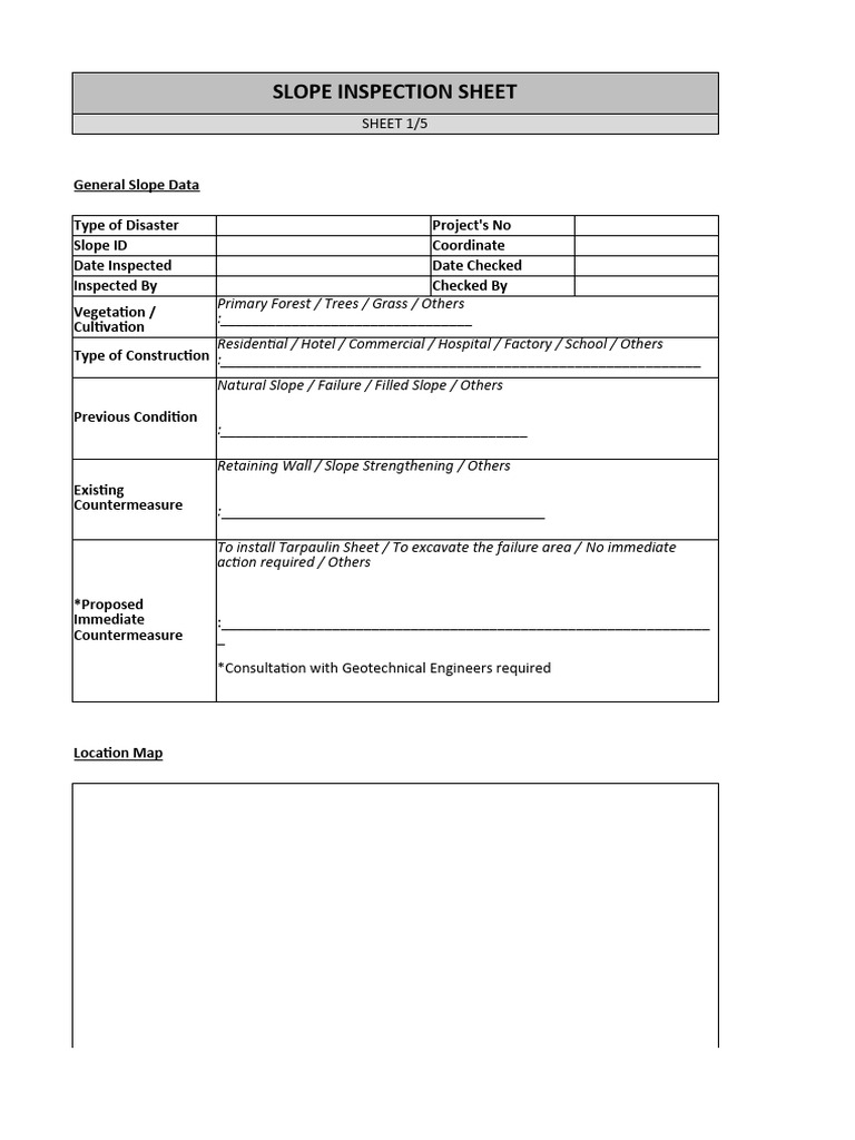 Slope Inspection Sheet | PDF | Erosion | Physical Geography