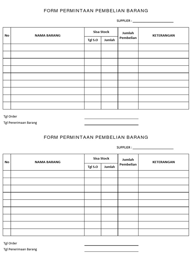 Form Permintaan Pembelian Barang | PDF