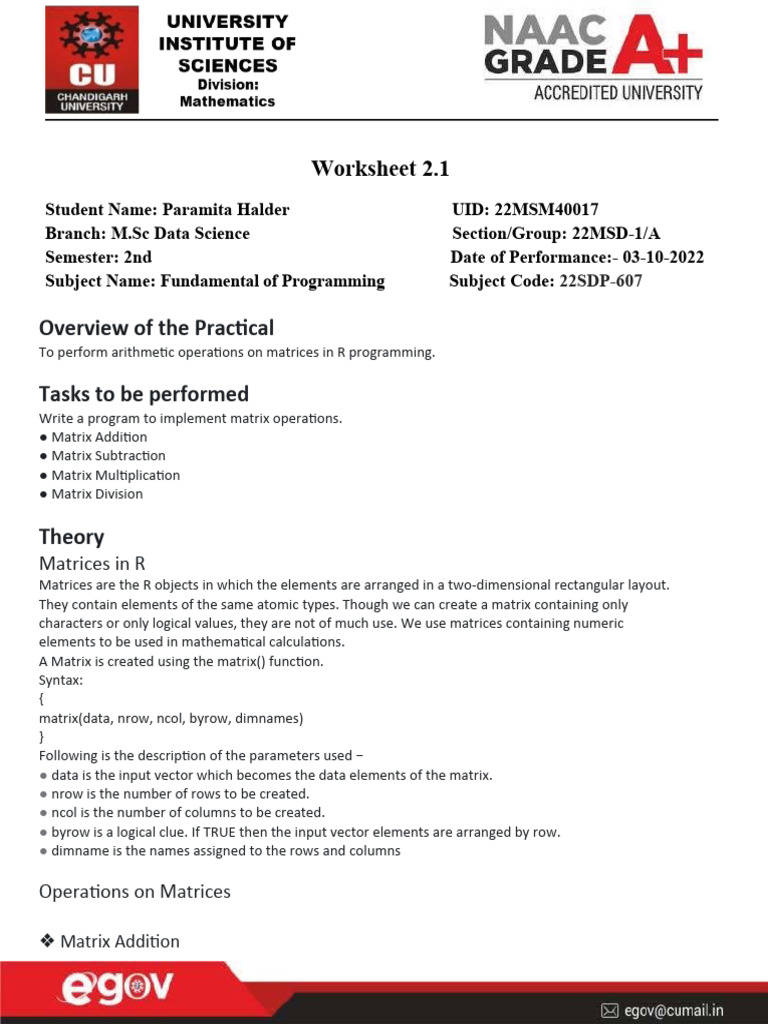 Fop 2.1 | PDF | Matrix (Mathematics) | Functions And Mappings