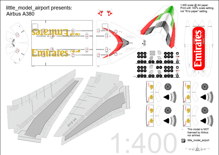 Emirates A380 Papercraft Template | PDF | Airlines | Companies