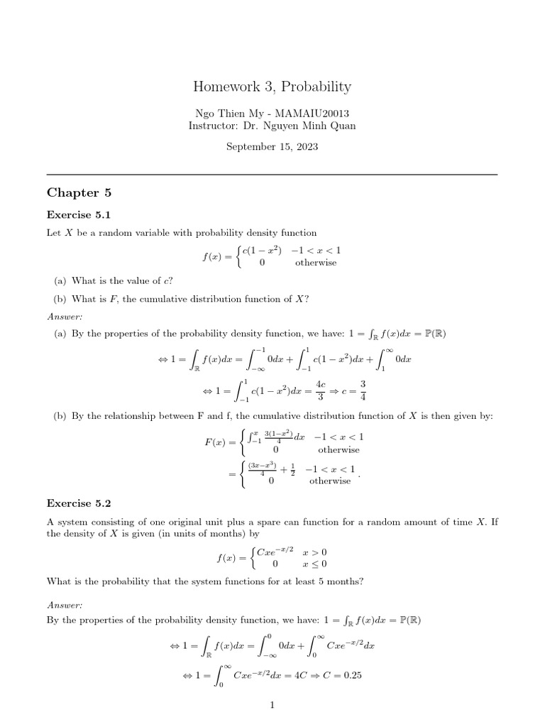 Homework Proba | PDF | Statistical Models | Probability Theory