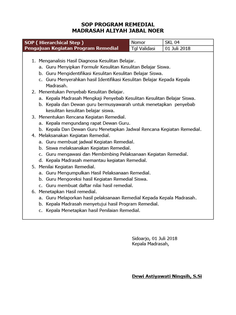 Sop Program Remedial | PDF