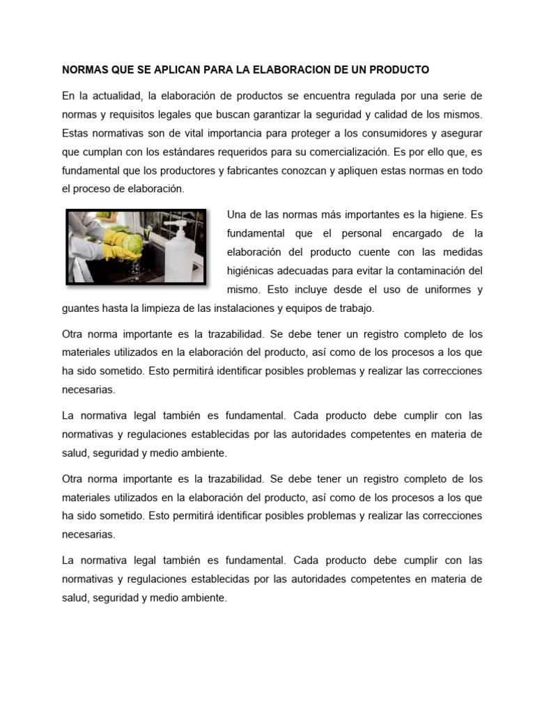 Normas para la Elaboración de Productos | PDF | Calidad (comercial ...