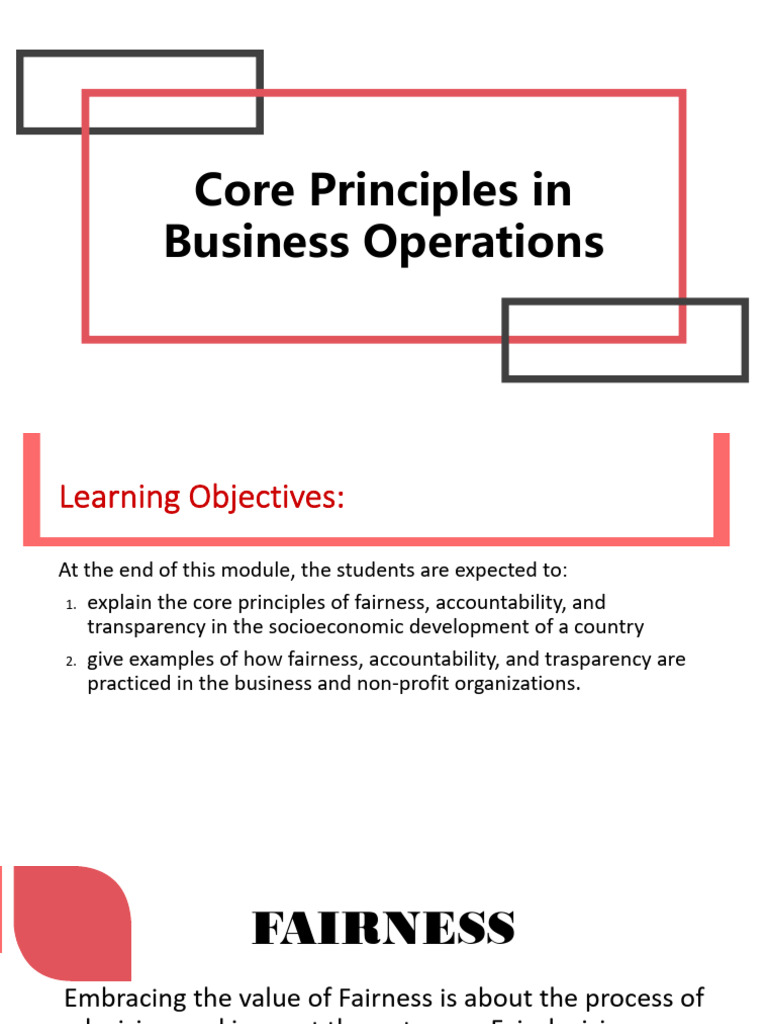 Core Principles in Busniess Operations | PDF | Transparency (Behavior ...