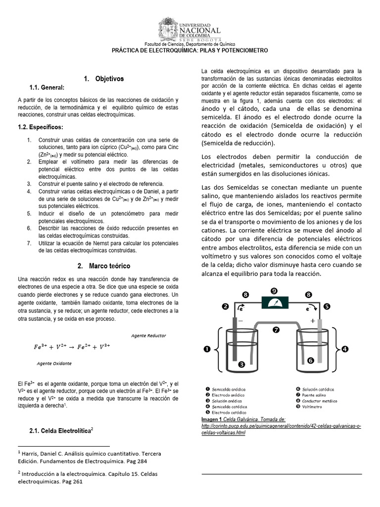 Práctica de Electroquímica Pilas y Potenciometro | PDF | Redox | Electroquímica