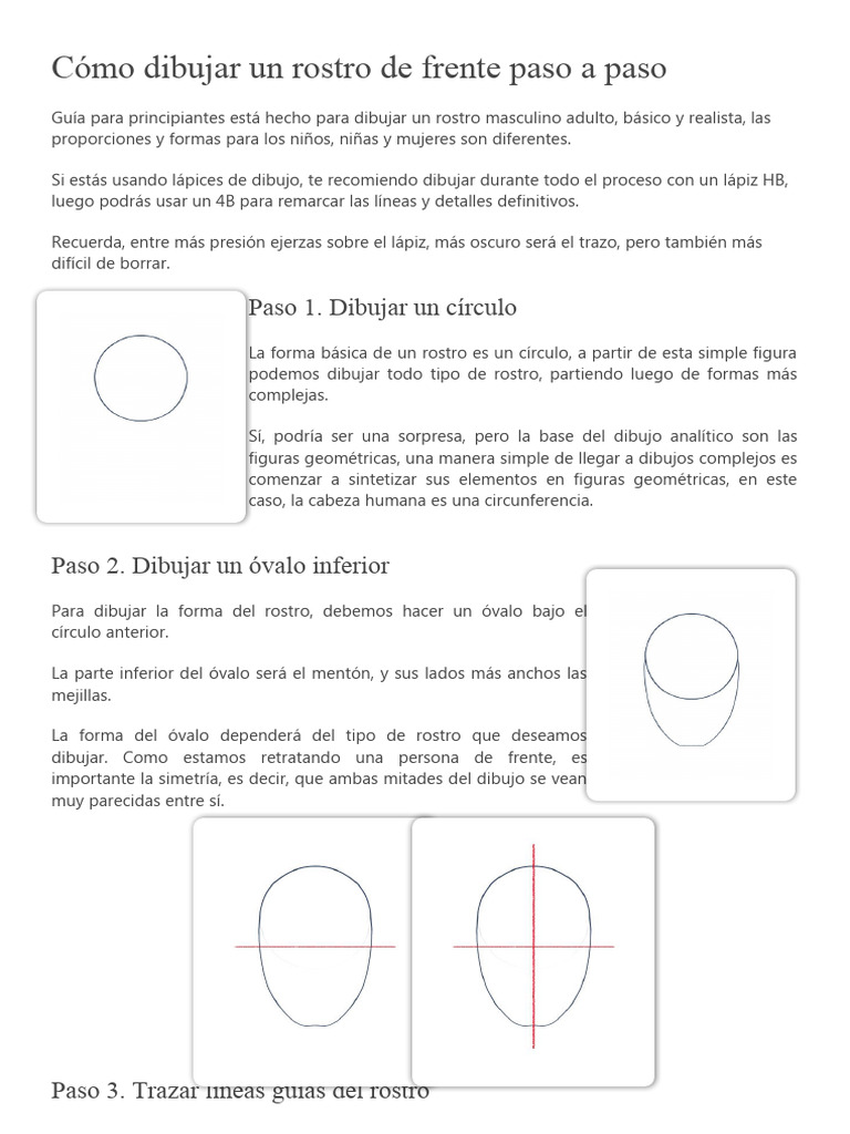 Cómo Dibujar Un Rostro De Frente Paso A Paso Pdf Dibujo
