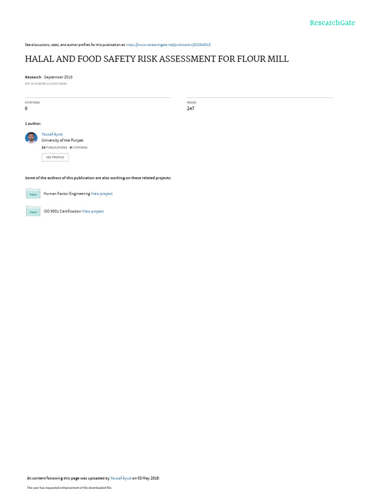 Halal & Food Safety in Flour Mills | PDF | Risk | Risk Assessment
