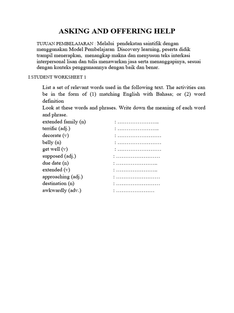 KD 1... Asking and Offering Help | PDF | Language Arts & Discipline