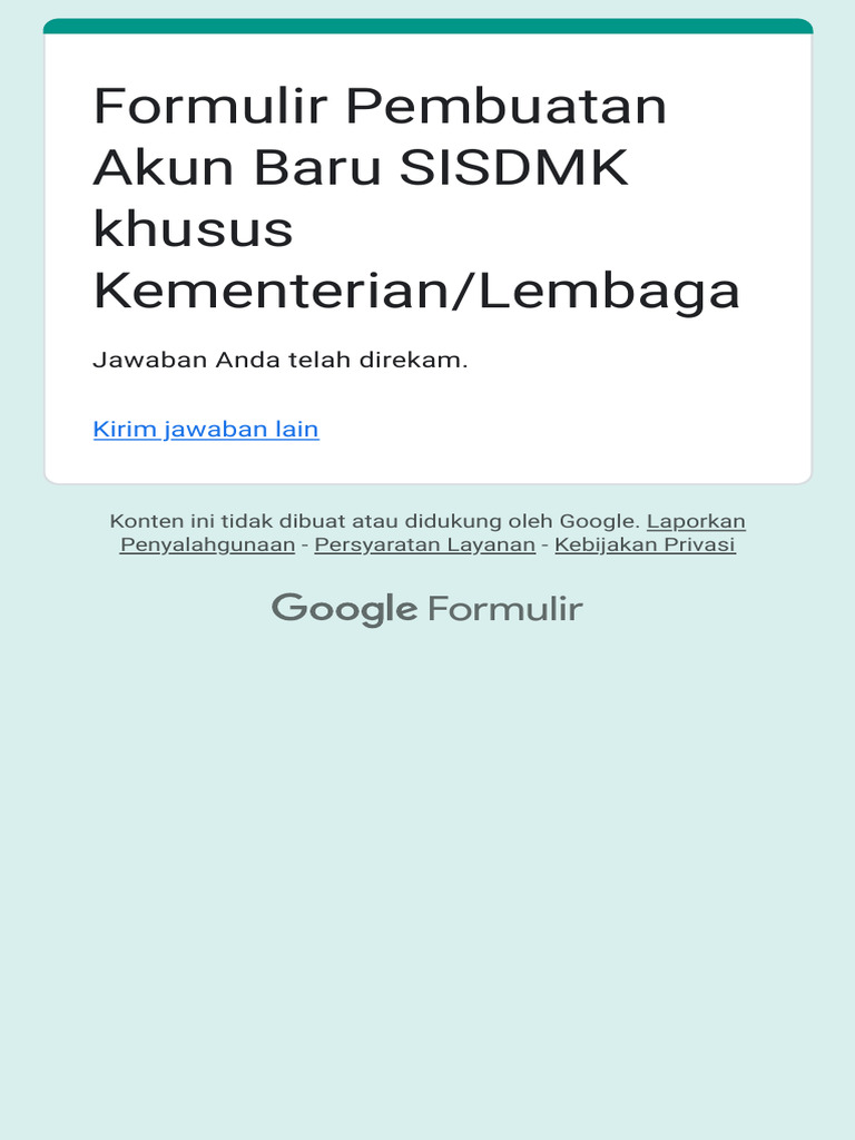 Formulir Pembuatan Akun Baru SISDMK Khusus KementerianLembaga | PDF | Pengelolaan Keuangan & Uang