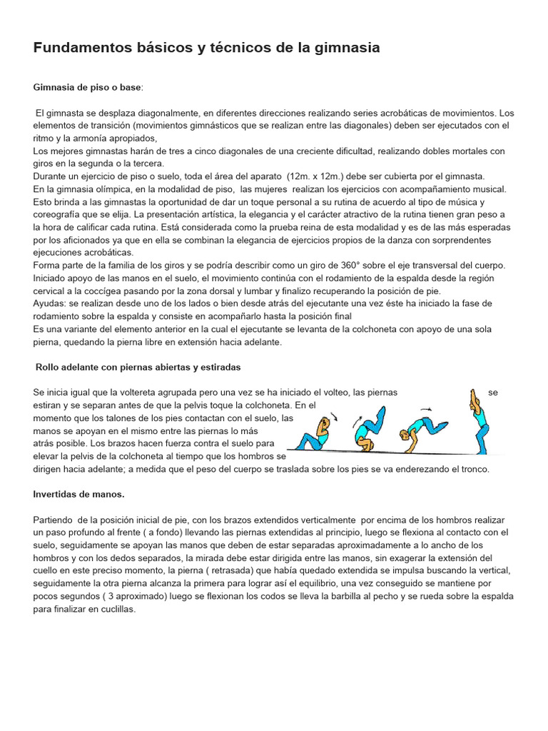 Fundamentos Básicos y Técnicos de La Gimnasia | PDF | Gimnasia