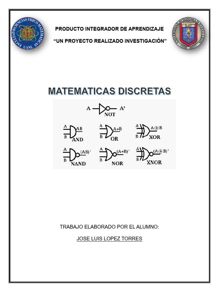 Documento Pia MATE DISC | PDF | Puerta lógica | Álgebra de Boole