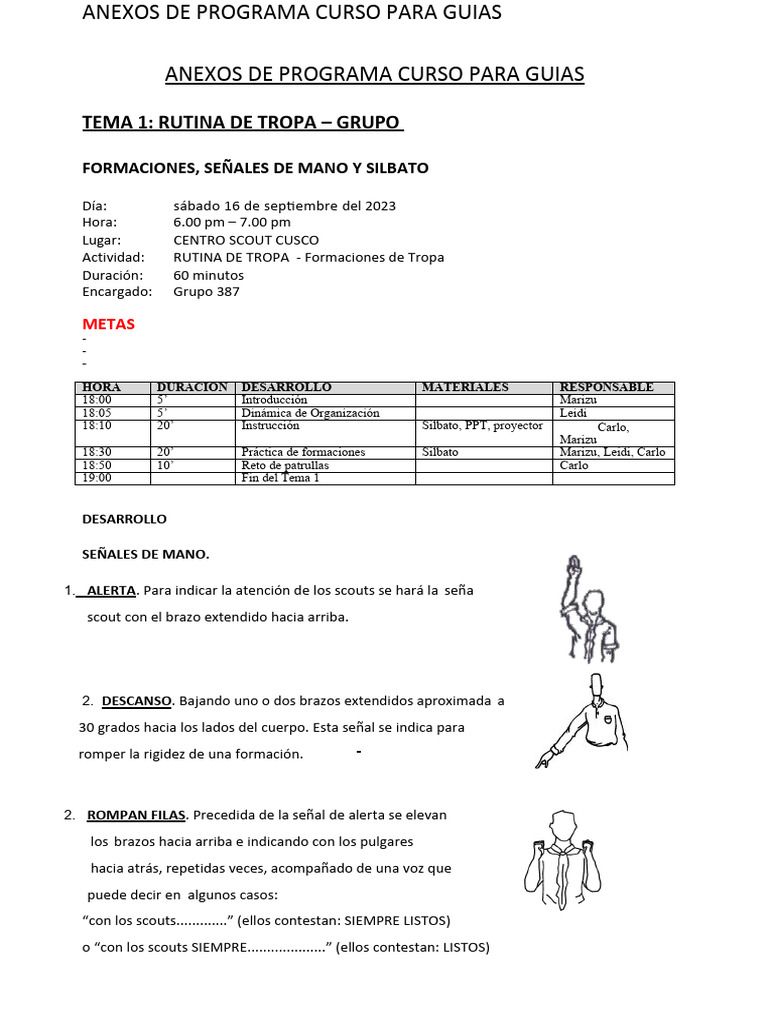 Anexos de Programa Curso para Guias | PDF | Exploración | Movimientos juveniles