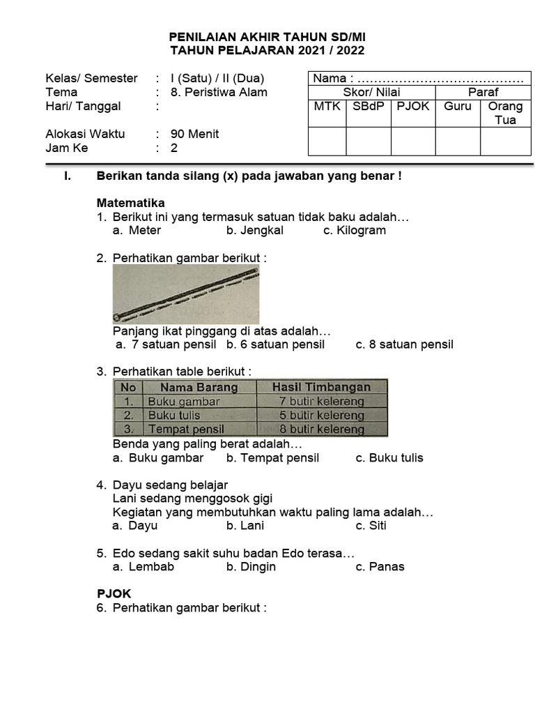 Soal PAT Tema 8 Sesi 2 | PDF