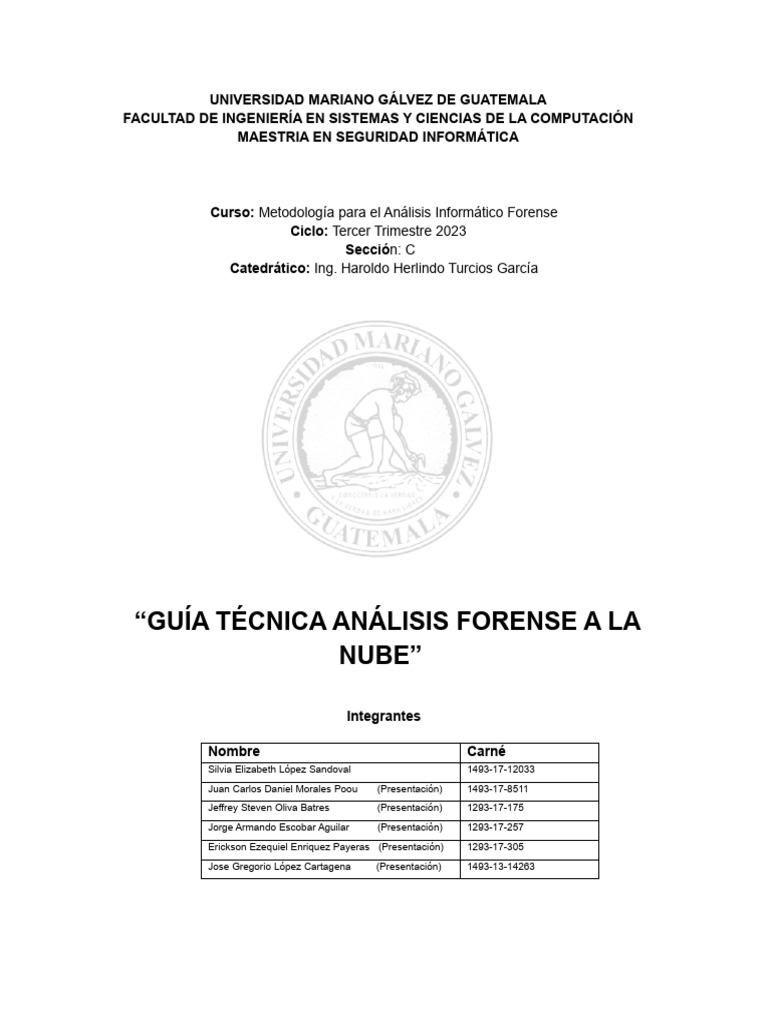 Herramientas Para Análisis Forense En Nube Pdf Computación En La