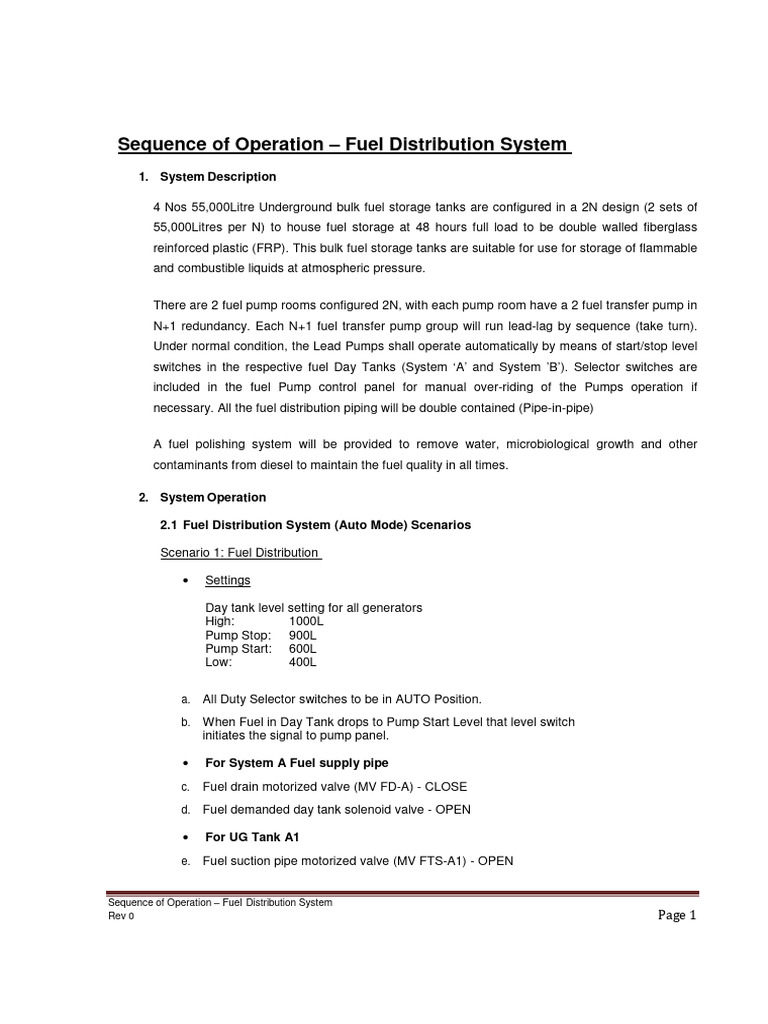 A.3 Sequence of Operation Fuel System | PDF | Pump | Valve