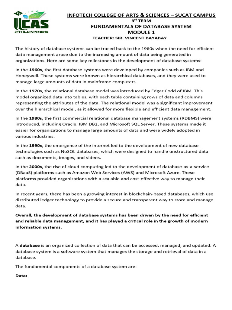 M1 - Fund. of Database Sys. | PDF | Relational Database | Databases M1 - Fund. of Database Sys. | PDF | Relational Database | Databases