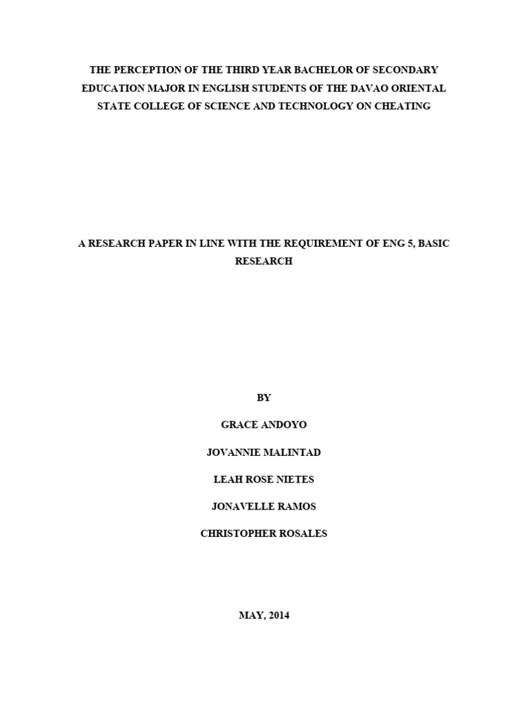 The Perception of The Third Year Bachelo | PDF | Academic Dishonesty | Survey Methodology