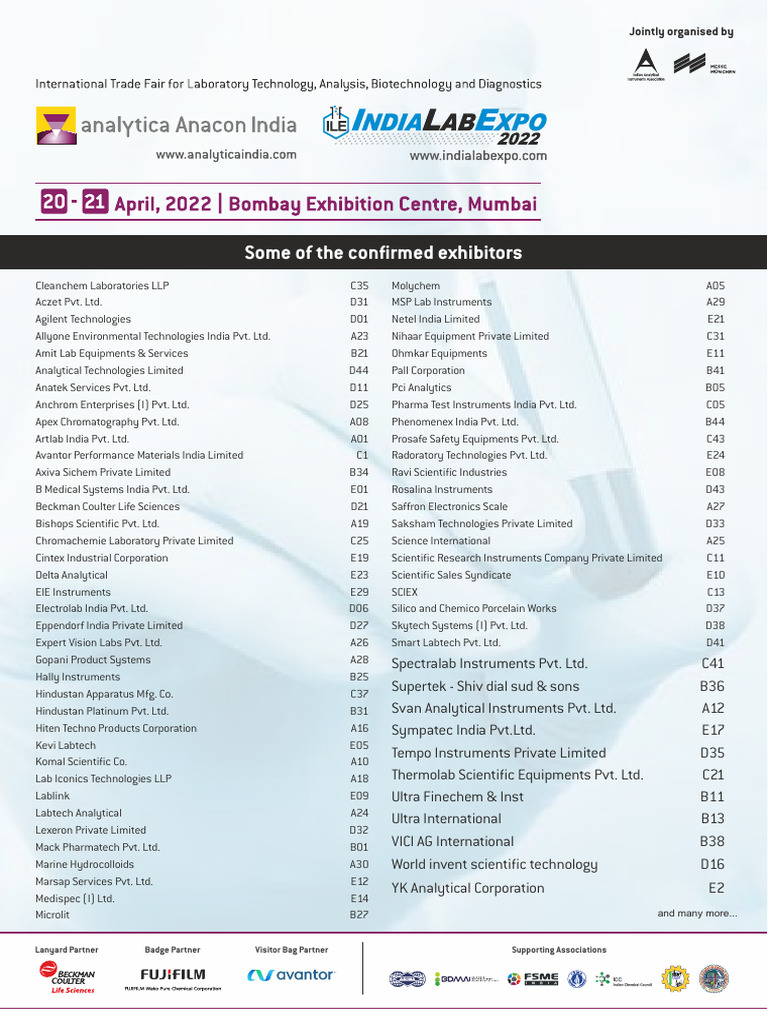 India Lab Expo Exhibitor - List - 2022 | PDF | New York Stock Exchange ...