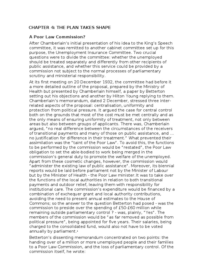 Reinventing The Dole: Chapter 4 | PDF | Neville Chamberlain | Welfare