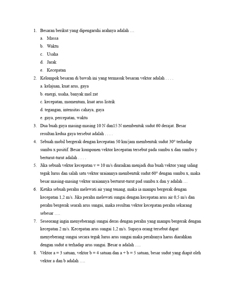 Besaran Berikut Yang Dipengaruhi Arahnya Adalah | PDF