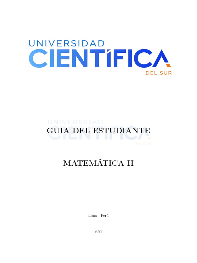 Guía Del Estudiante 2023 1 Matemática 2 Pdf Integral Derivado