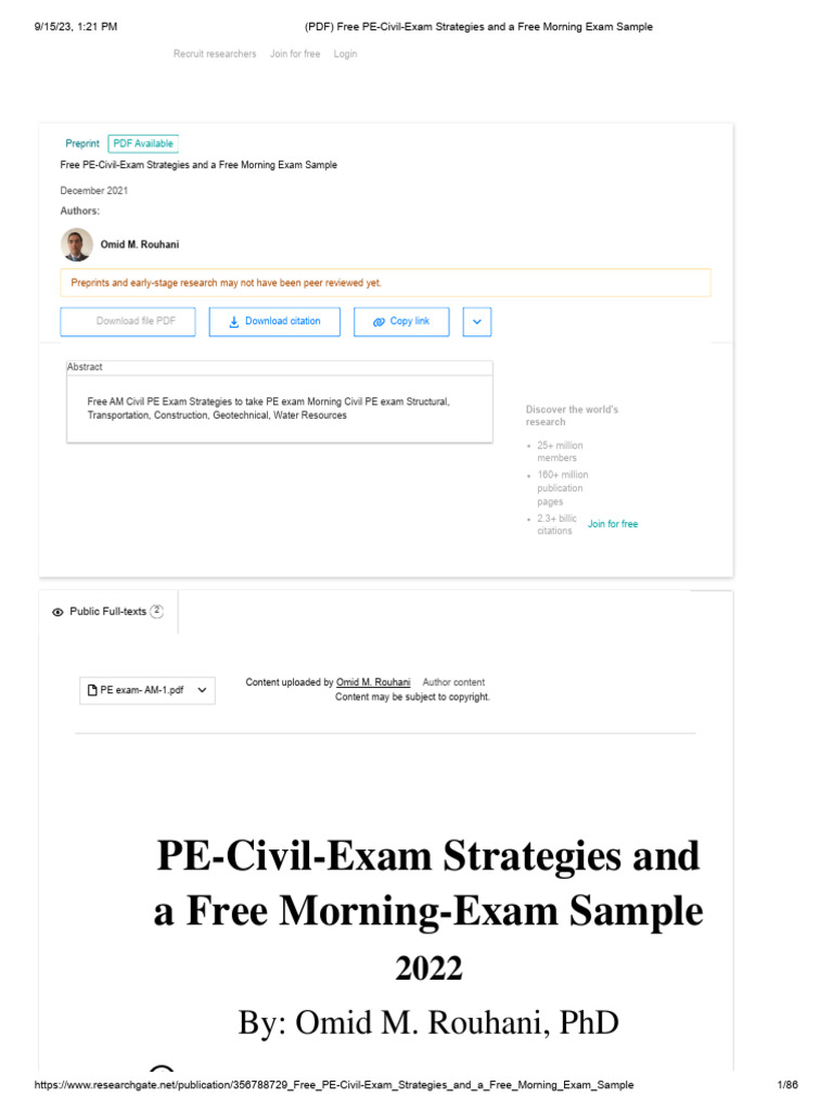 (PDF) Free PE-Civil-Exam Strategies and A Free Morning Exam Sample ...
