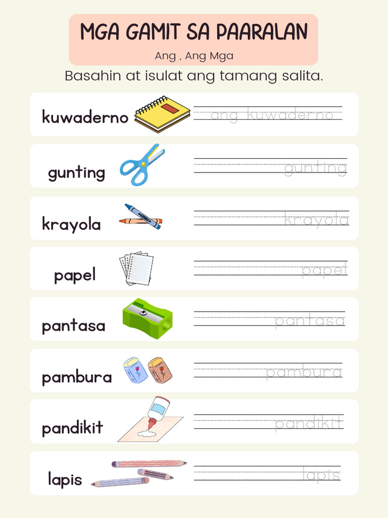 Mga Gamit Sa Paaralan (Ang, Ang Mga) | PDF