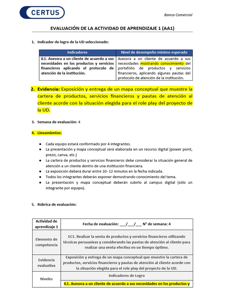 Evidencia 1 | PDF | Evaluación | Cliente