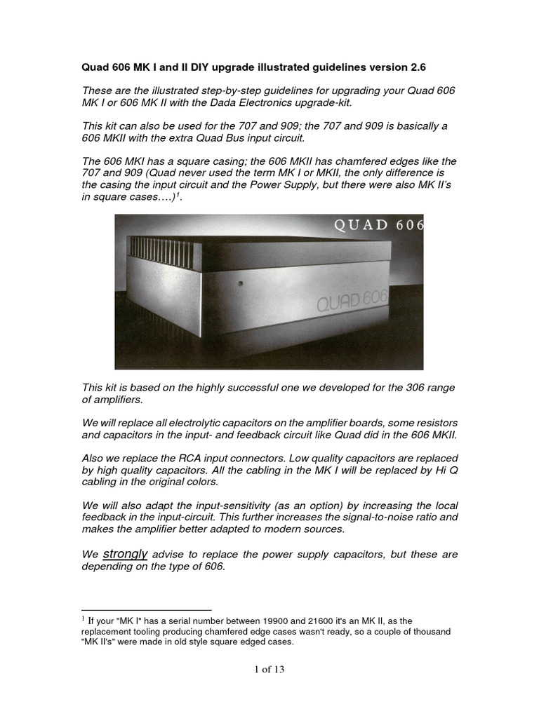 Quad 606 MK I II 707 and 909 Upgrade Revision Manual V2.6 | PDF ...