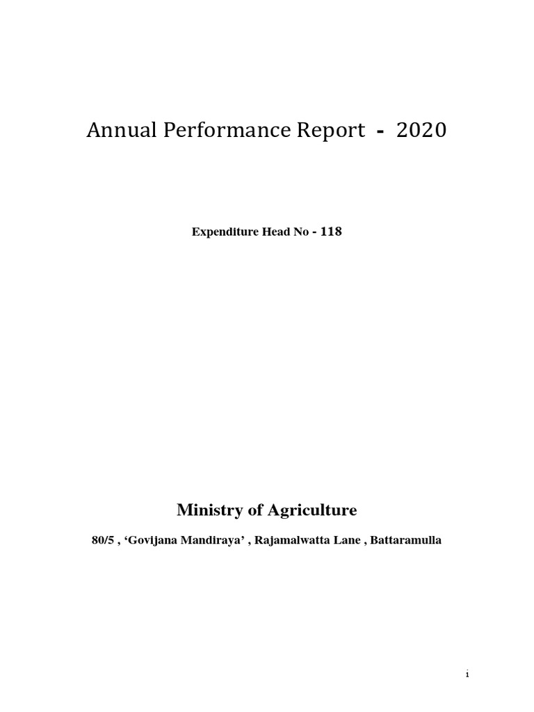 2020 Annual Performance Report: Agriculture | PDF | Agriculture | Food ...