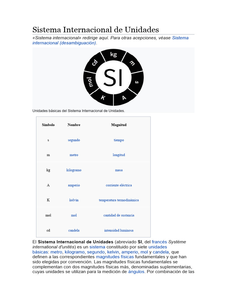 Sistema Internacional de Unidades (SI) | PDF | Sistema Internacional de ...