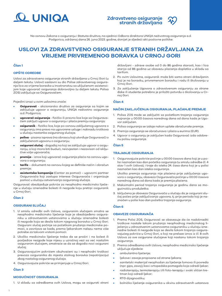 Uslovi Za Zdravstveno Osiguranje Stranih Drzavljana Za Vrijeme ...