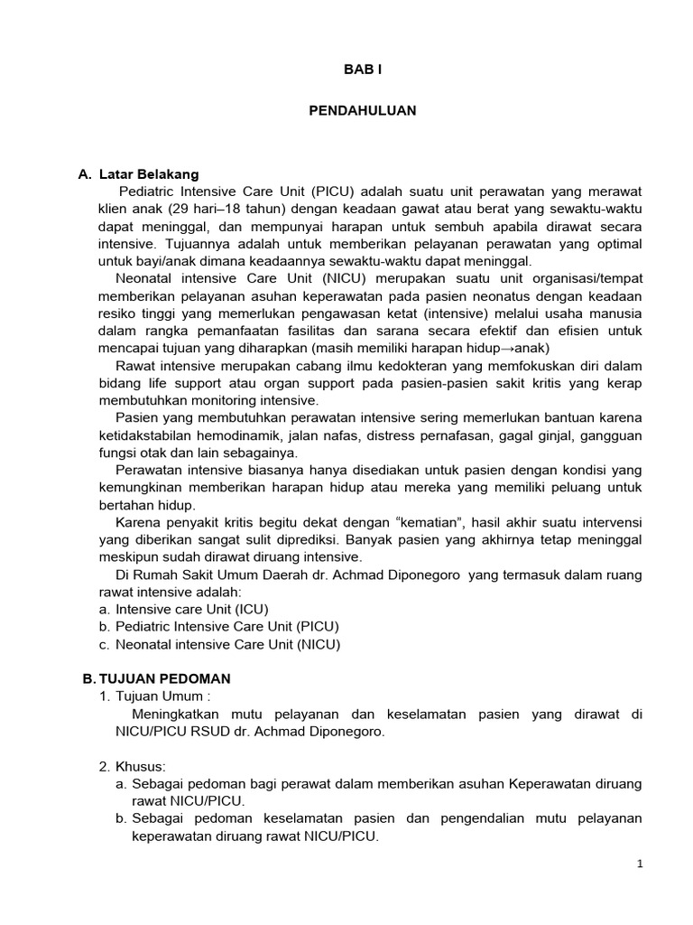 Pedoman Pelayanan Nicu-Picu | PDF