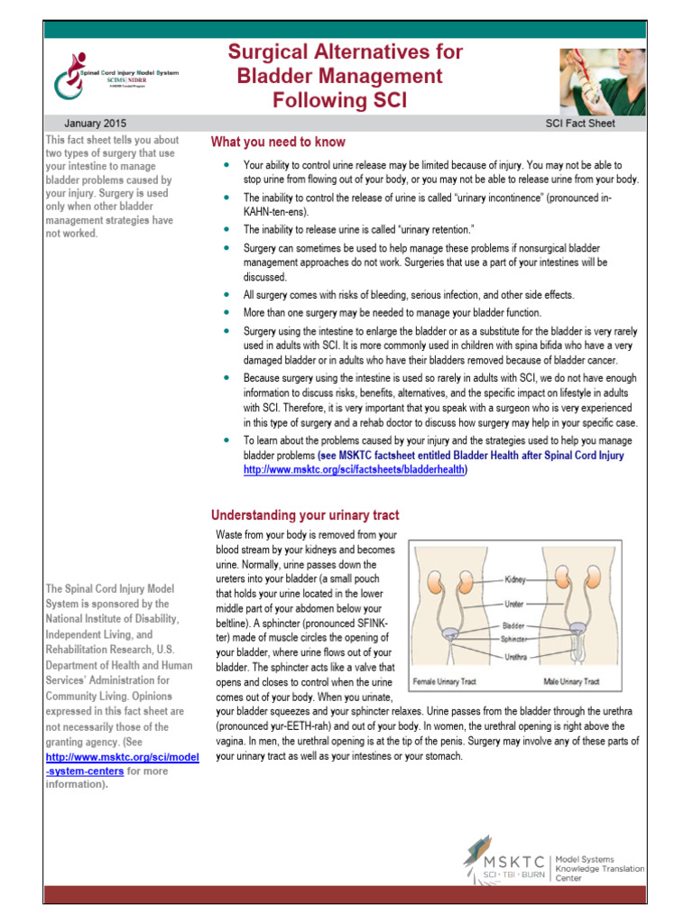 SCI Bladder Surgery | PDF | Urinary Incontinence | Human Body