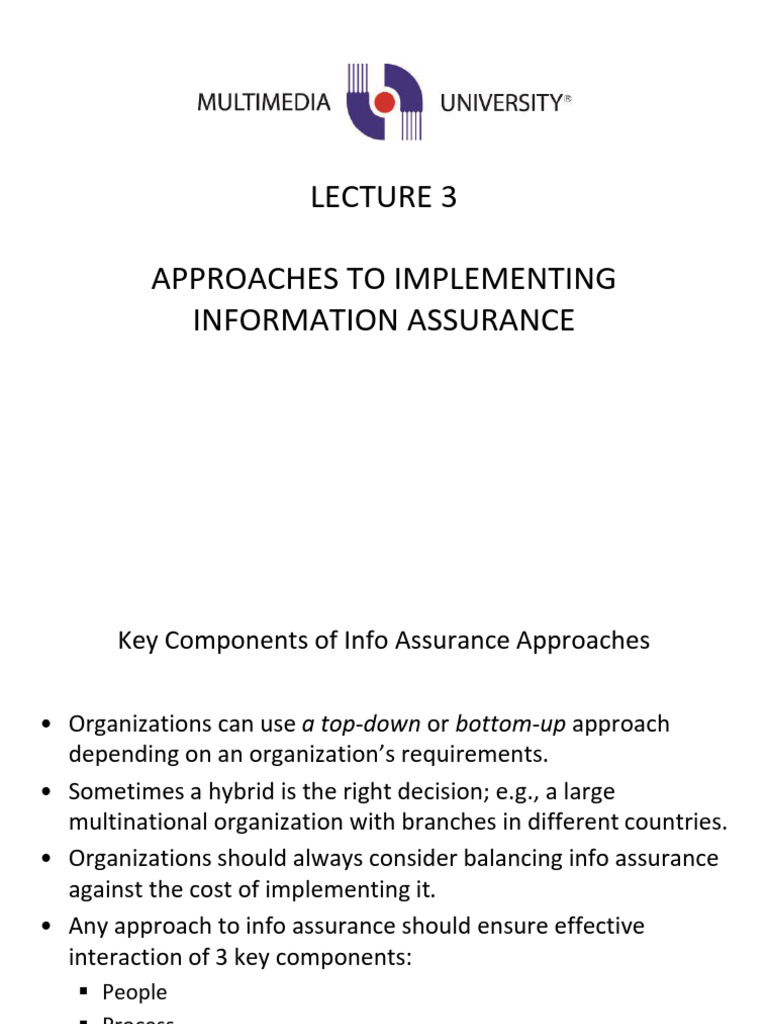 Key Approaches to Information Assurance | PDF | Top Down And Bottom Up ...