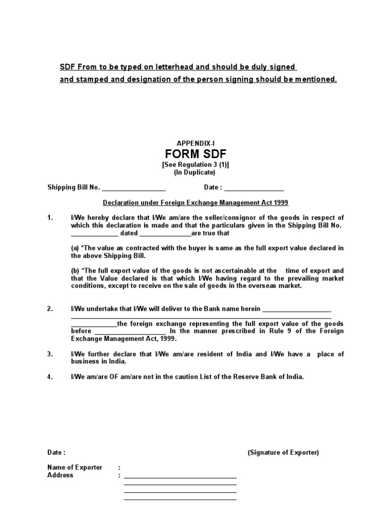 SDF Form & Annexure A | PDF