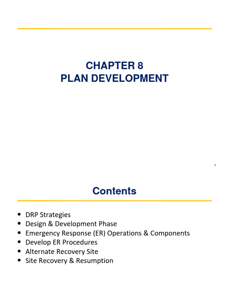 Topic 8 - Plan Development | PDF | Disaster Recovery | Backup