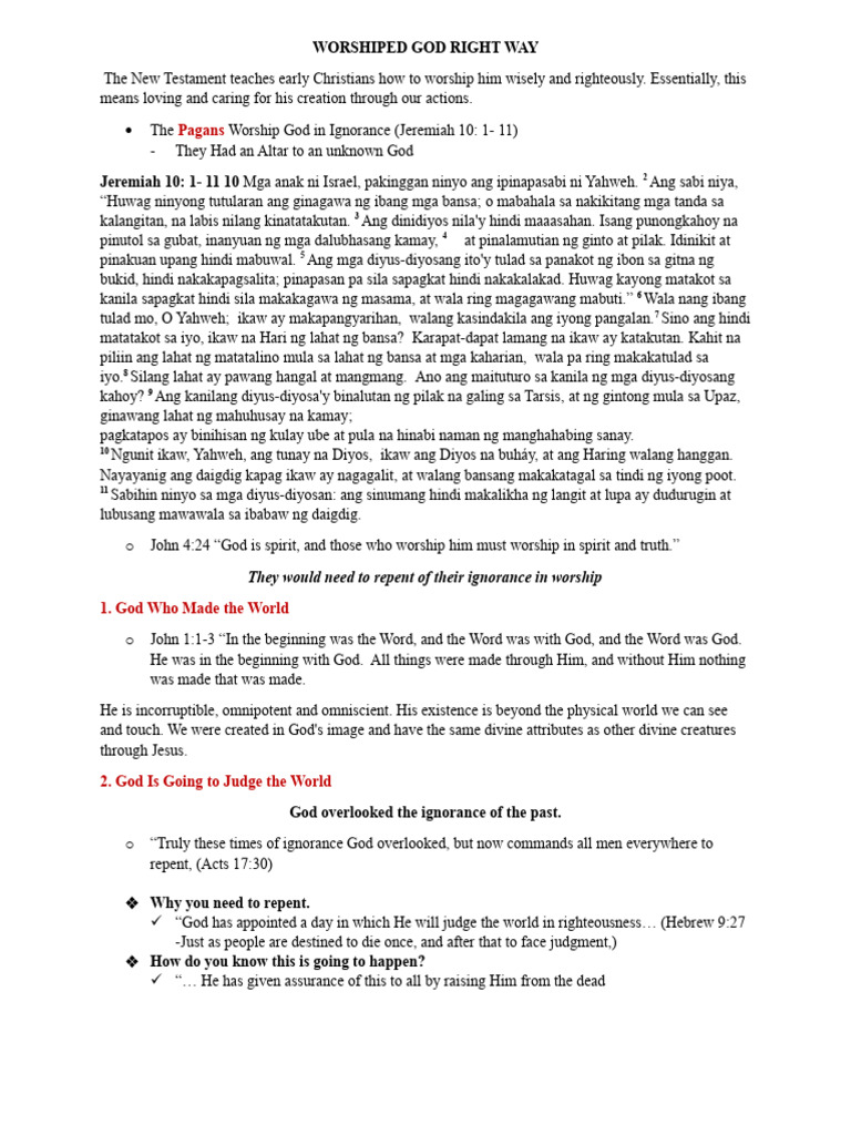 Sermon About Worshiped God Right Way | PDF