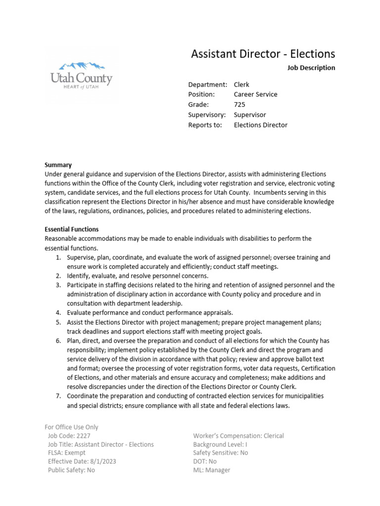 Assistant Director - Elections 2227 | PDF | Elections | Voting