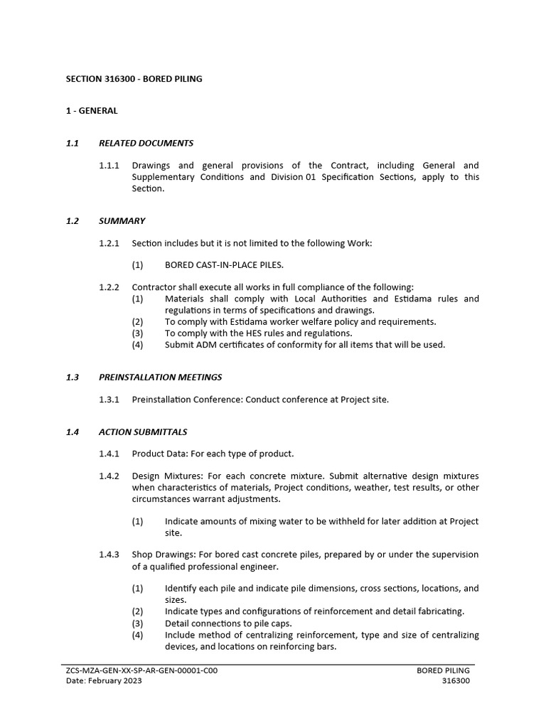 Bored Piling | PDF | Deep Foundation | Concrete