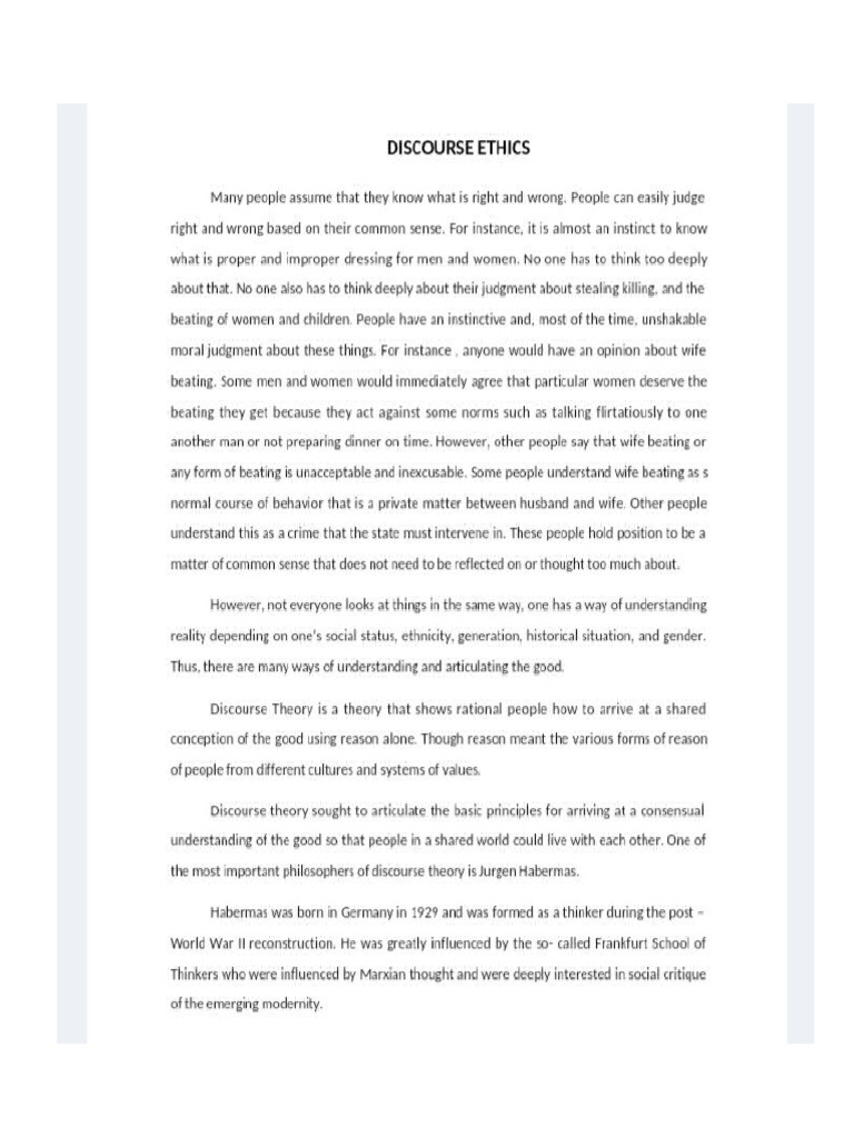 Discourse ethics | PDF