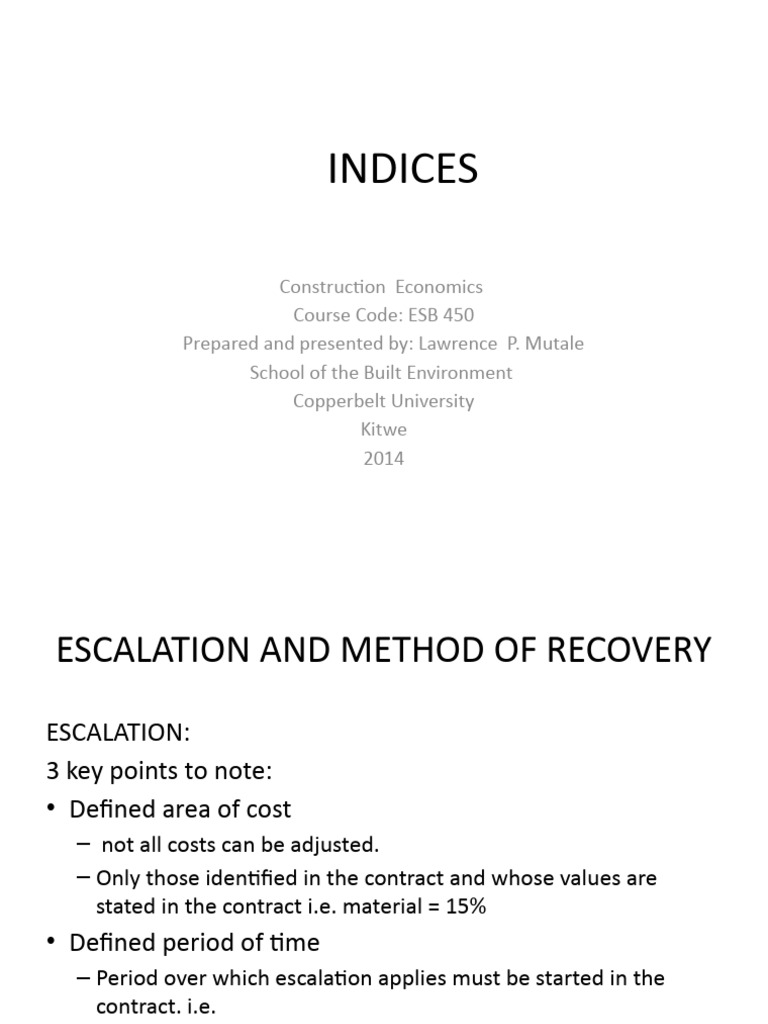 Construction Cost Escalation Guide | PDF | Index (Economics) | Prices